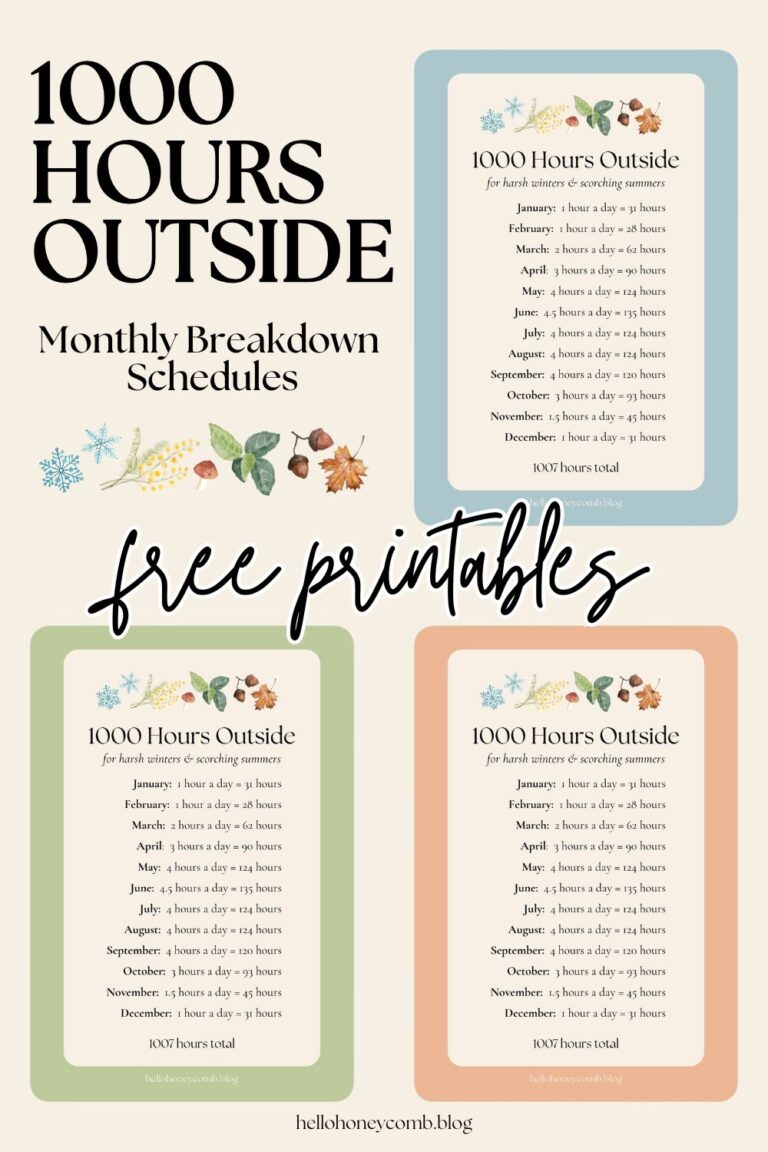 1000 Hours Outside Monthly Breakdown (Free Printable Schedule) - Hello ...