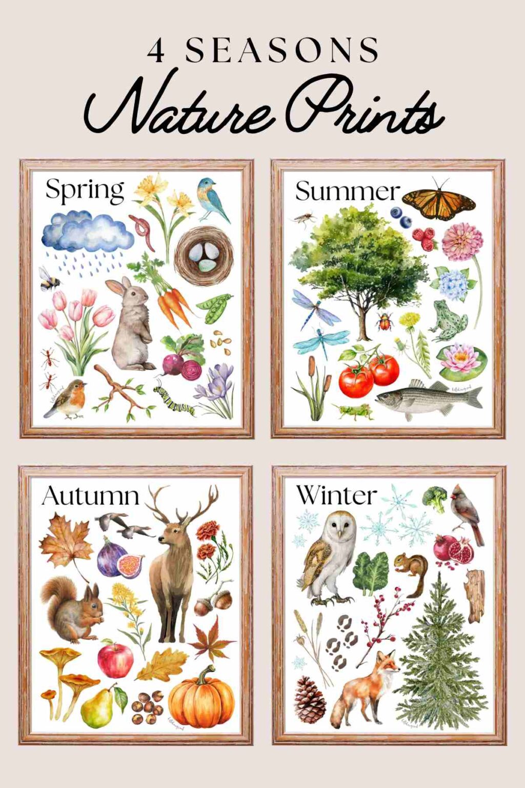 Homeschool Room Decor: 4 Seasons Nature Prints (Free Printables ...